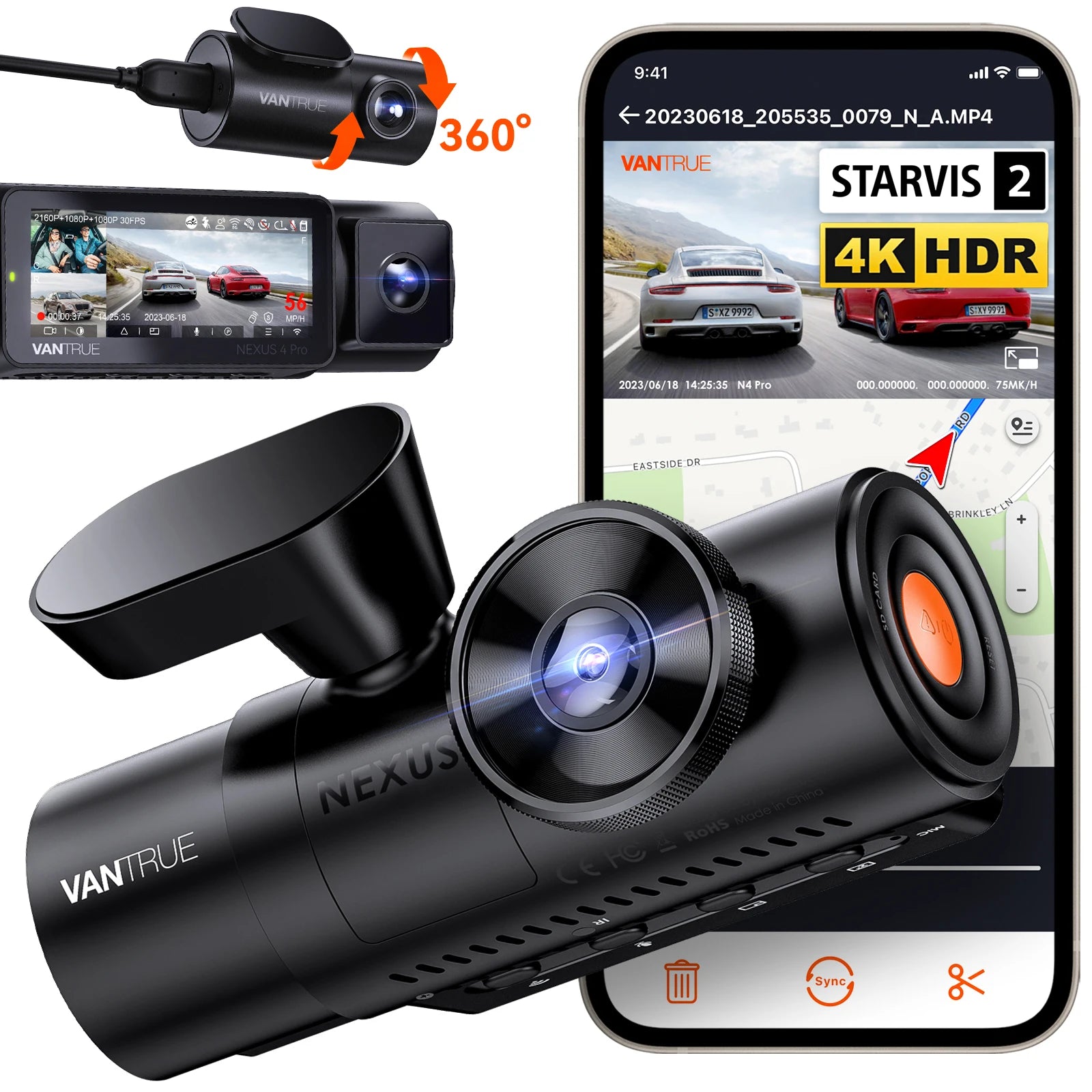 Vantrue N4—3-Channel 4K Dash Cam with Night Vision – Auto Enhancements